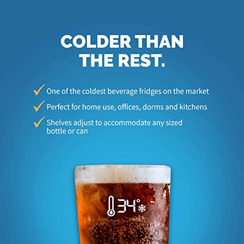 NewAir Beverage Refrigerator Cooler with 90 Can Capacity - Mini Bar Beer Fridge with Right Hinge Glass Door - Cools to 34F - AB-850 - Stainless Steel (Renewed)