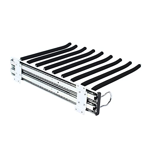 Pull Out Trousers Rack 9 Arms Closet Pants Hanger Bar Stainless Steel Hanger Rail Extendable Trousers Hanger for Clothes Towel Scarf Trousers Tie, 18.11x12.83in (Left Installation)