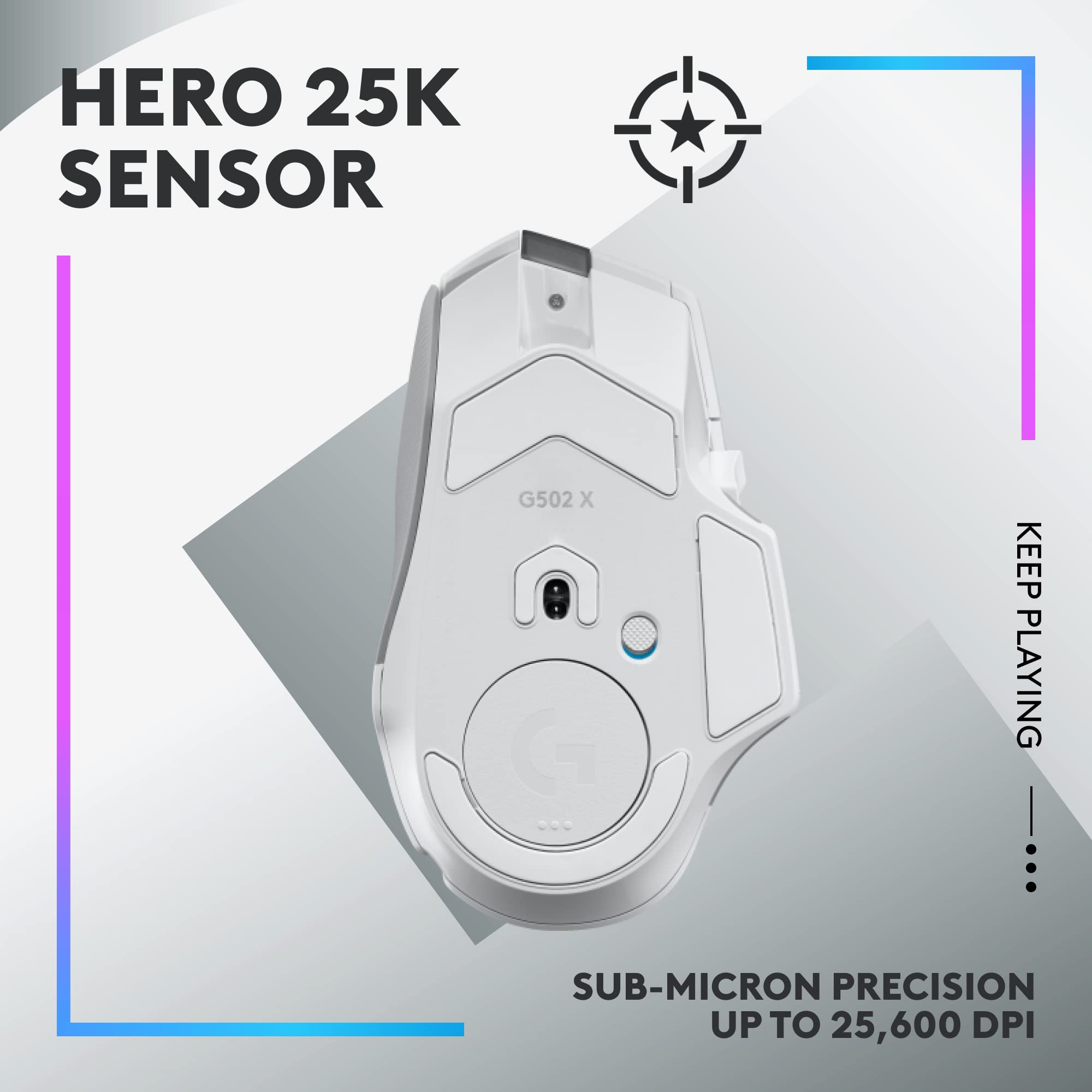 Logitech G502 X Plus Lightspeed Wireless Optical Mouse - LIGHTFORCE hybrid switches, LIGHTSYNC RGB, HERO 25K gaming sensor, compatible with PC - macOS/Windows - White