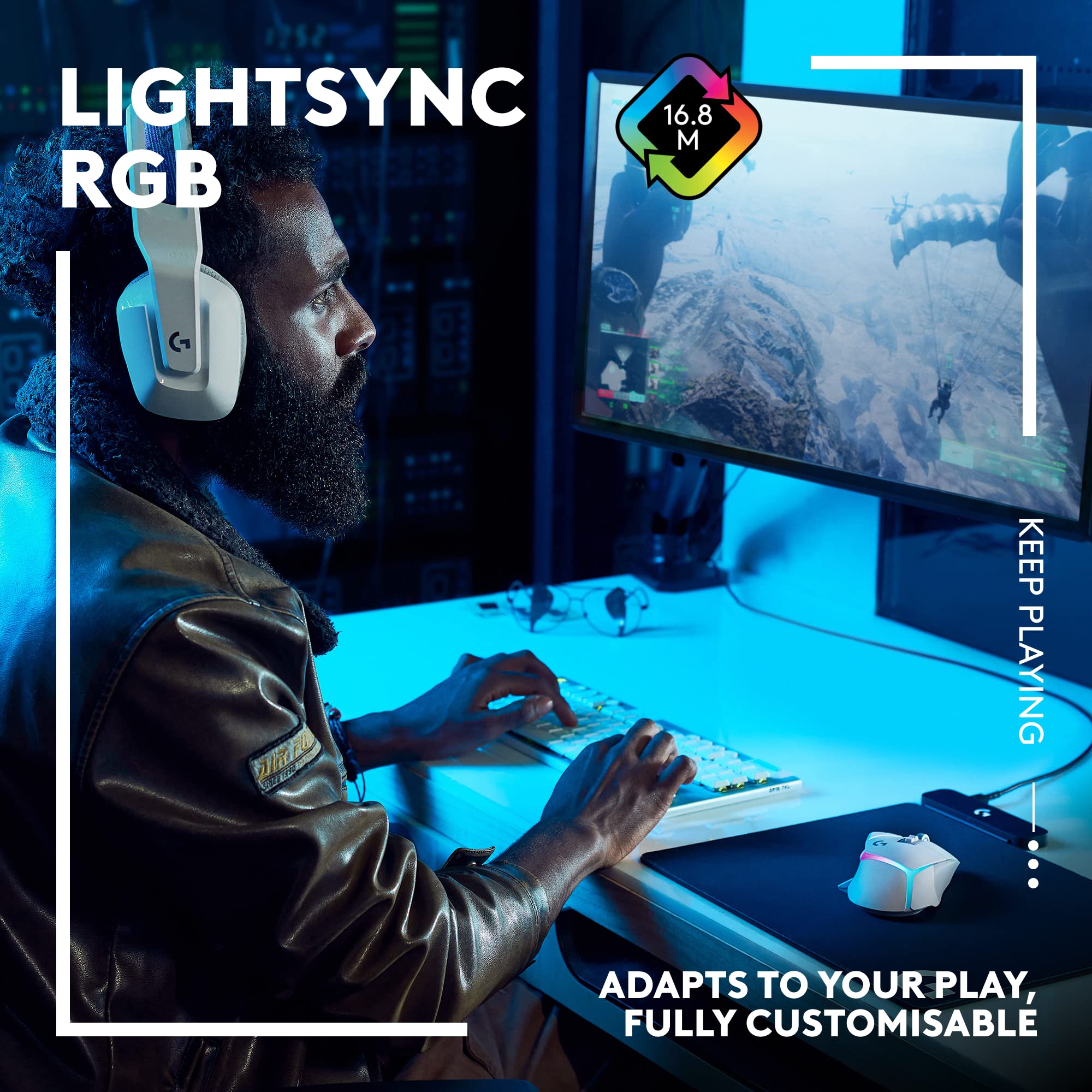 Logitech G502 X Plus Lightspeed Wireless Optical Mouse - LIGHTFORCE hybrid switches, LIGHTSYNC RGB, HERO 25K gaming sensor, compatible with PC - macOS/Windows - White
