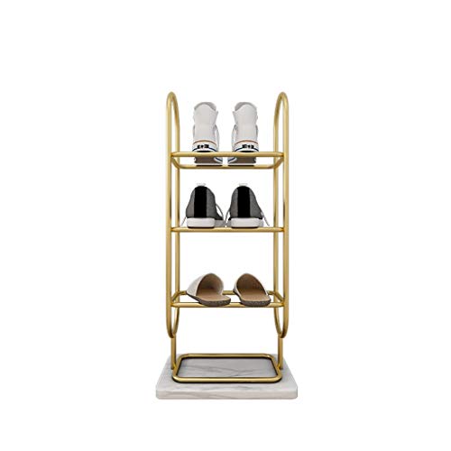 WYWY Shoe Rack Nordic Light Luxury Iron Shoe Rack Marble Base Shoe Shelf Multilayer Home Entrance Living Room Shoe Storage Organizer Shoes Stand (Color : Gold White, Size : 4 Tier)
