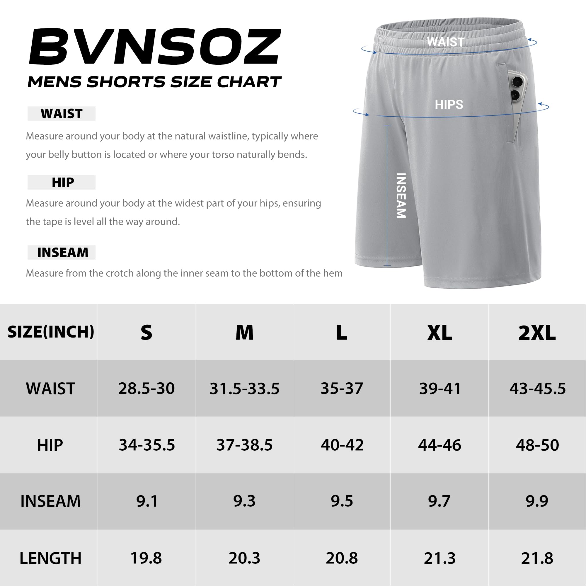 BVNSOZ Men's Athletic Shorts with Pockets and Elastic Waistband Quick Dry Workout Shorts for Men