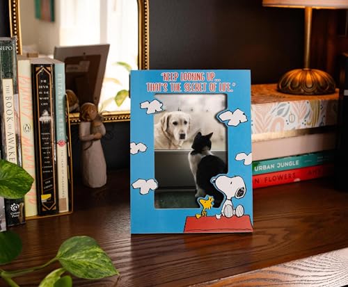 Silver Buffalo Peanuts Snoopy Woodstock Keep Looking Up Photo Picture Frame, Blue, 4 x 6 Inches