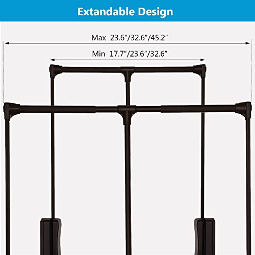 mellifuous Pull Down Closet Rod Adjustable Extender Closet Hanging Rod, 30 lbs Load Capacity Closet Bar for Hanging Clothes, Wardrobe Lift Saving Space Aluminium Rod Automatic Rebound (26''-35'')