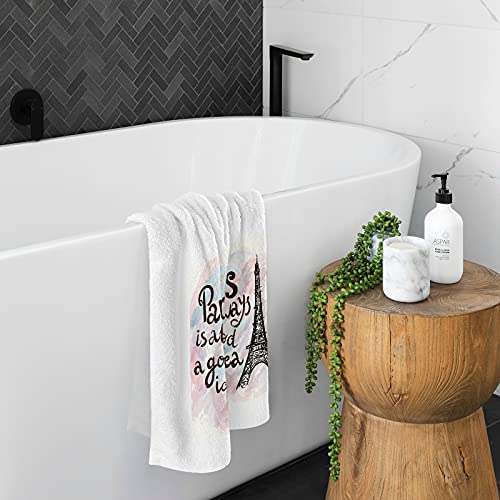ALAZA Paris Always Good Idea Eiffel Tower Towels 100% Cotton Hand Towel for Bathroom 16 x 30 inch, Absorbent Soft & Skin-Friendly, 2 pack