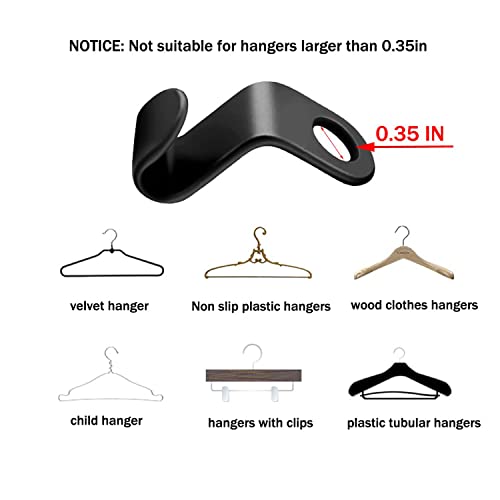 100 Pcs Space Saving Clothes Hanger Connector Hooks, Hanger Extender Clips, Cascading Hangers Hooks for Heavy Duty Closet Hanger Hooks, (Black) (100) Clothes Hanger Connector Hooks
