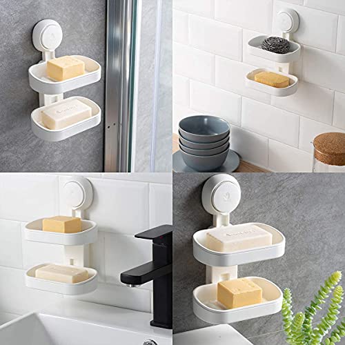 TAILI Bathroom & Kitchen Suction Cup Storage Basket Set Pack of 2 Wall Mounted Organizer for Shampoo,Soap, Conditioner, Shower Caddy Drill-Free with Vacuum Suction Cup for Kitchen & Bathroom