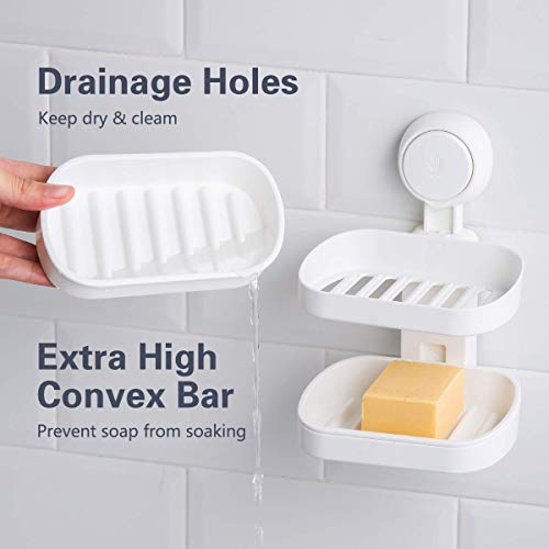 TAILI Bathroom & Kitchen Suction Cup Storage Basket Set Pack of 2 Wall Mounted Organizer for Shampoo,Soap, Conditioner, Shower Caddy Drill-Free with Vacuum Suction Cup for Kitchen & Bathroom