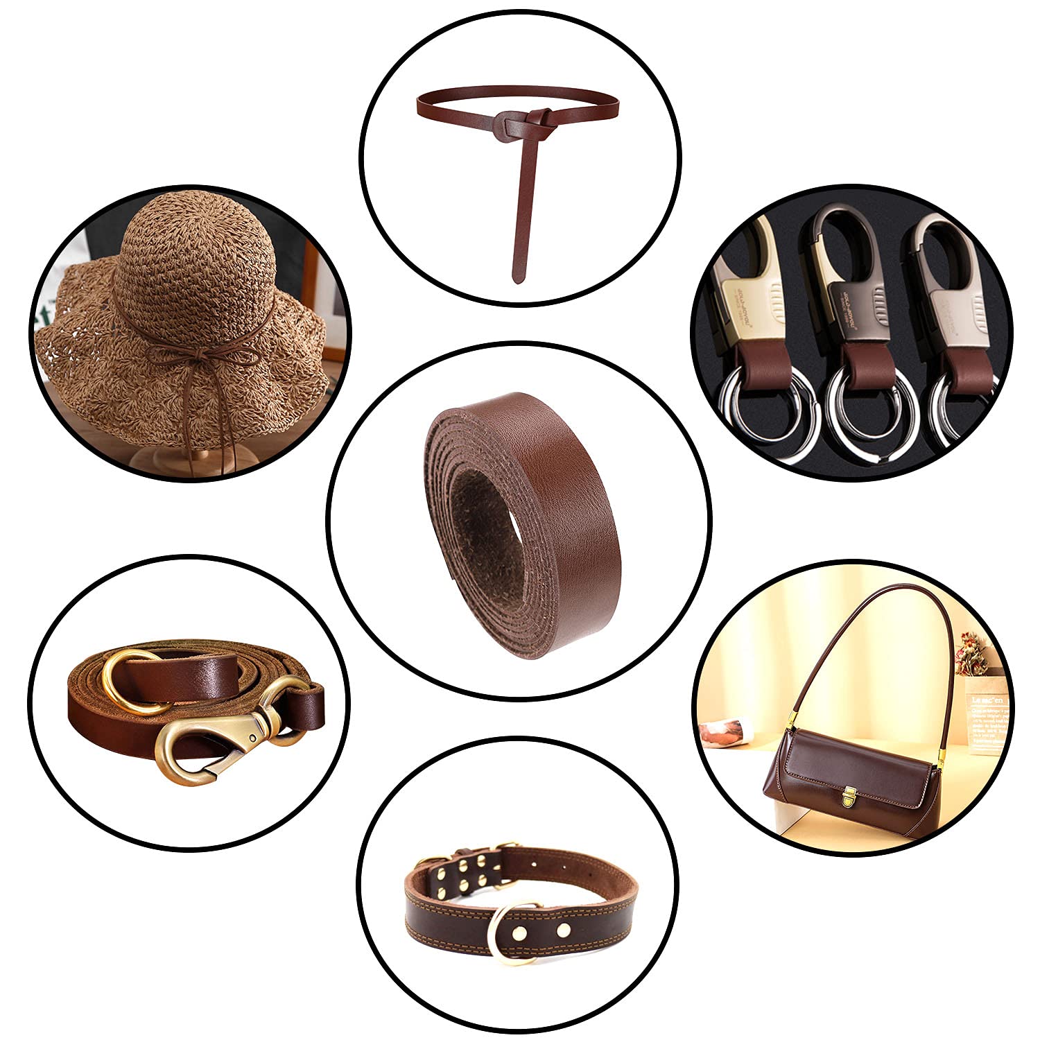 picheng Leather Strap Dark Brown 1 Inch Wide 72 Inches Long, Leather belt Strips Very Suitable for Pet Collars, Traction Ropes,Belts, Keychains, Leather Watch Straps DIY Craft Projects (Dark Brown)