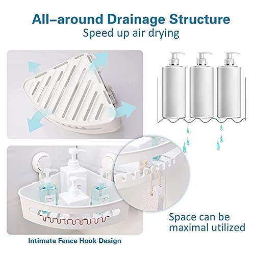 TAILI Bathroom & Kitchen Suction Cup Storage Basket Set Pack of 2 Wall Mounted Organizer for Shampoo,Soap, Conditioner, Shower Caddy Drill-Free with Vacuum Suction Cup for Kitchen & Bathroom