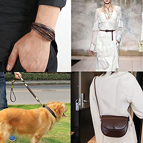picheng Leather Strap Dark Brown 1 Inch Wide 72 Inches Long, Leather belt Strips Very Suitable for Pet Collars, Traction Ropes,Belts, Keychains, Leather Watch Straps DIY Craft Projects (Dark Brown)