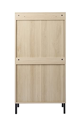 Rattan Shoe Storage Cabinet with 3 Flip Drawers for Entryway, Freestanding Shoe Rack Modern Slim Entryway Shoe Organizer with Half Round Woven Rattan Doors for Hallway (Rattan-3 Drawers)