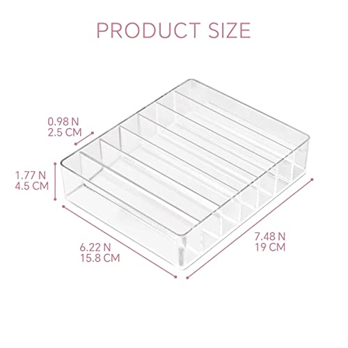 WECHENG Eyeshadow Palette Makeup Organizer, BPA Free 7 Section Divided Vanity Organize Holder for Drawer and Bathroom Counte Modern Cosmetics Storage (7.48" x 6.22" x 1.77")