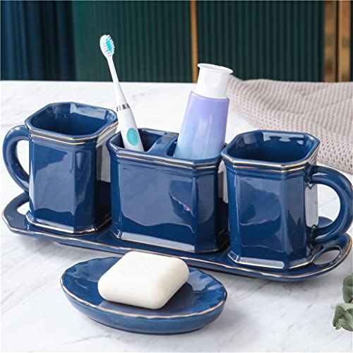 CZDYUF Mouthwash Cup six-Piece Set Nordic Ceramic Household wash Cup Couple Tooth Brushing Cup Tooth Cylinder Tray Set