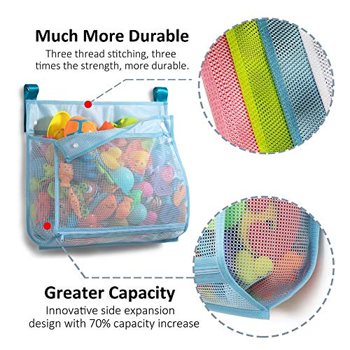 Tenrai Mesh Bath Toy Organizer, ( 1 Large, Blue) Bathtub Storage Bag, Multi-purpose Baby Toys Net, Toddler Shower Caddy for Bathroom, Quick Drying Kids Toy Holder, YY