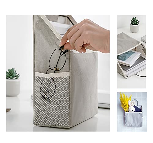 SMALIGOLA 2 Pack Wall Hanging Storage Bag, Hanging Organizer Bag with Sticky Hook, Wall Organizer for Dormitory Bathroom Bedroom Kitchen (Gray)