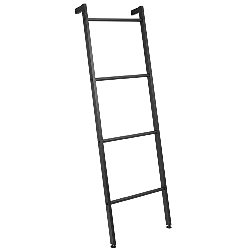 mDesign Metal Wall-Leaning Towel Ladder for Bathroom - 4-Level Decorative Ladder Rack and Towel Holder - Rustic Bath Towel Storage Stand for Modern Decor - Bathroom Towel Ladder Rack - Matte Black