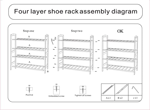 CYGNIZ Concise 16-Pairs 4 Tiers Bamboo Shoe Rack Storage for entryway Home Bedroom and Office Easy to Assemble Shoe Organizer 26.77" x 9.84" x 28.74"
