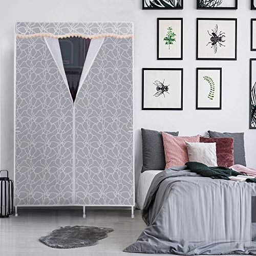 ldab Portable Wardrobe Closet, Bedroom Clothes Closet Storage Organizer with Storage Shelves, Hanging Rack & Side Pockets, 41" L x 18" W x 67" H, Extra Strong and Durable -Grey Pattern