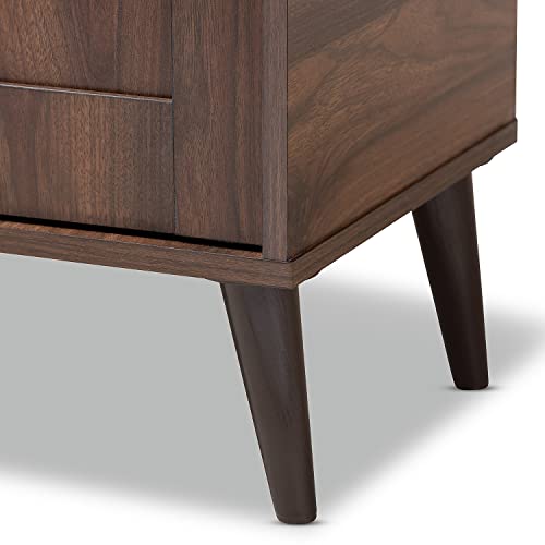 Baxton Studio Cormier Walnut Brown Finished 2-Door Wood Shoe Cabinet