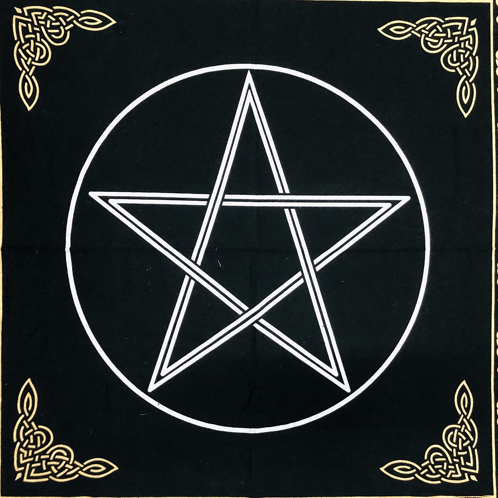 THE ART BOX Altar Cloth Tarot Cards Table Napkins Witchcraft Supplies Black Gold Tablecloth Square Alter Pagan Spiritual Celestial Deck Cloth with Fringes, Magical Pagan, 36x36 Inches