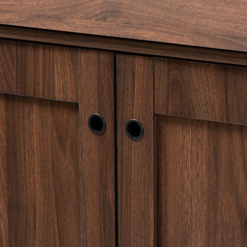 Baxton Studio Cormier Walnut Brown Finished 2-Door Wood Shoe Cabinet