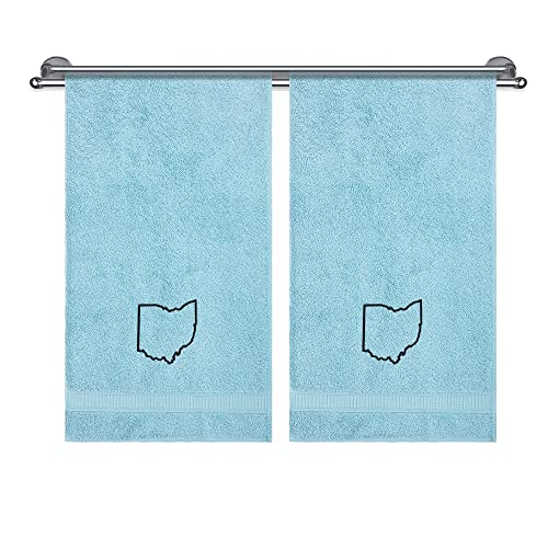 LA' HAM MAM FINE LIVING State Monogrammed Hand Towels, Bathroom Towels, Super Soft, Highly Absorbent, Turkish Towels, 100% Cotton 2 Piece Hand Towel Set, Ohio