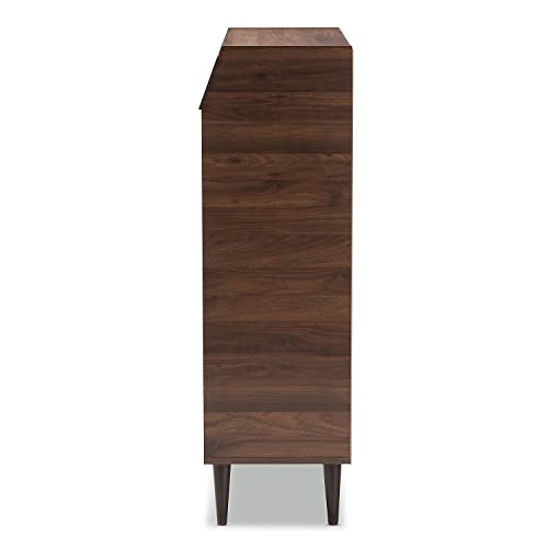 Baxton Studio Cormier Walnut Brown Finished 2-Door Wood Shoe Cabinet