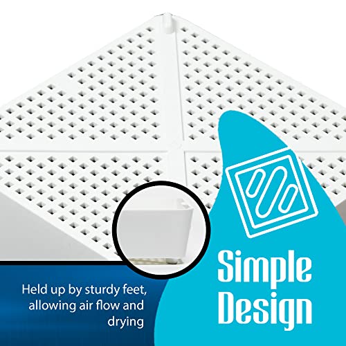 STEADYKLEEN - Plastic Shower Caddy, Fits Shower Shelves with Other Bathroom Must Haves, Mesh Shower Caddy Alternative, 8.5 x 2.5 inches