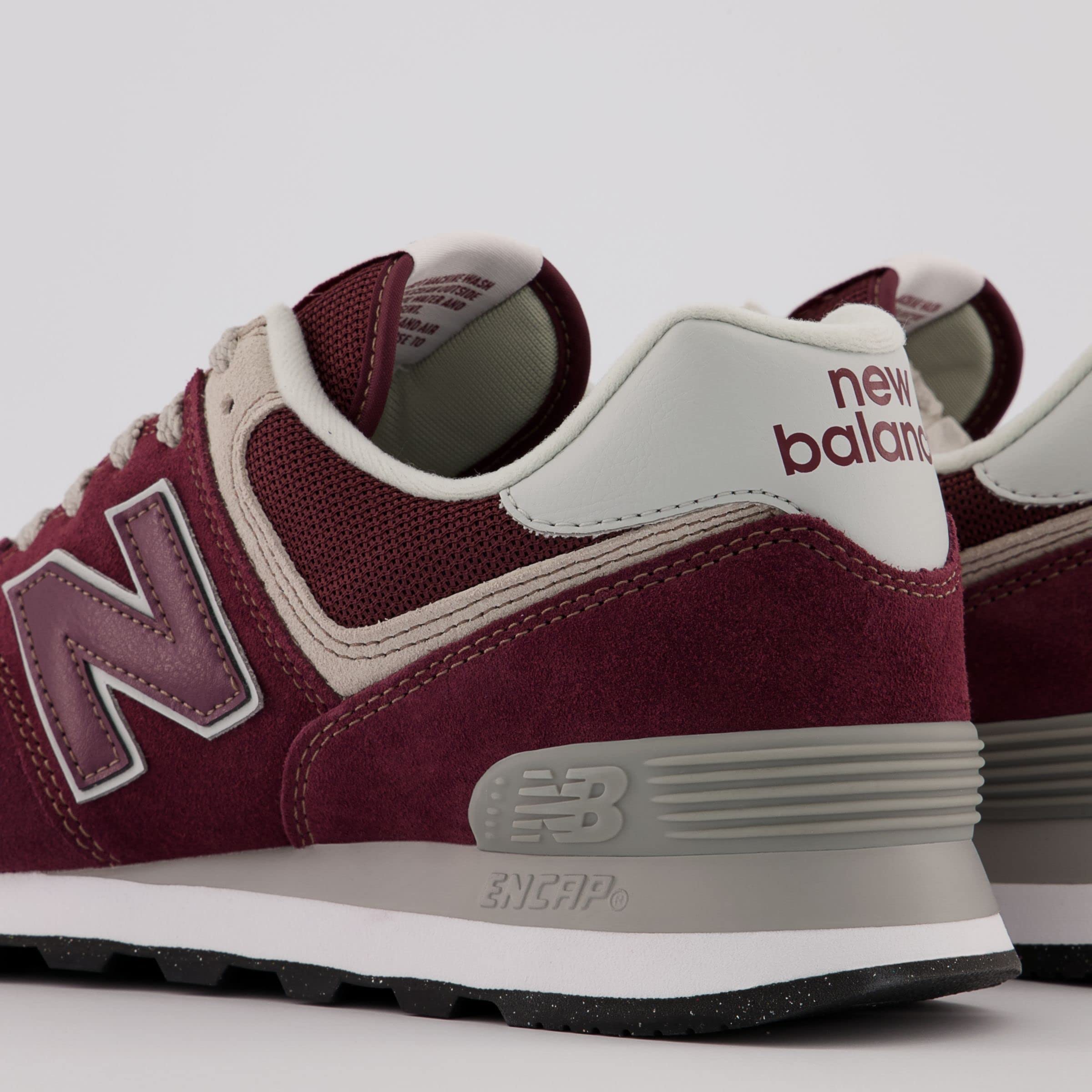 New Balance Men's 574 Core Sneaker, Burgundy/White, 10