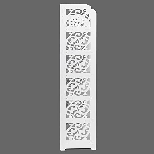 Stylish 6 Tier Wood-Plastic Shoe Rack Organizer with Carved Design - Elegant White Decorative Closet Shoe Storage Rack