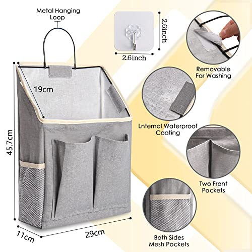 FJZZ Wall Hanging Storage Bag with Pockets, Upgrade Large Multifunctional Linen Cotton Wall Mounted Sundries Organizer for Hanging in Entryway, Dormitory, Bedroom, Bathroom- Sticky Hook Included