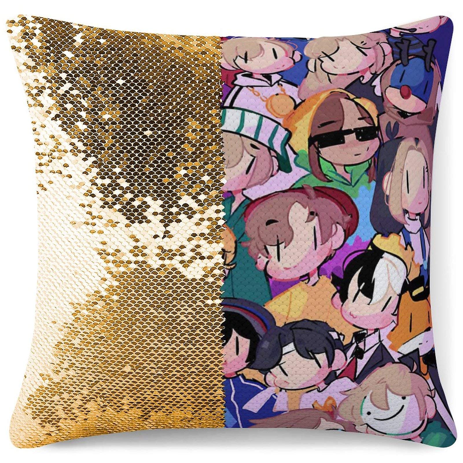 ZDZHWX Flip Sequin Pillow Cases Reversible Sequin Square Cushion Cover for Decor Bedroom Sofa Car 16 x 16 Inches