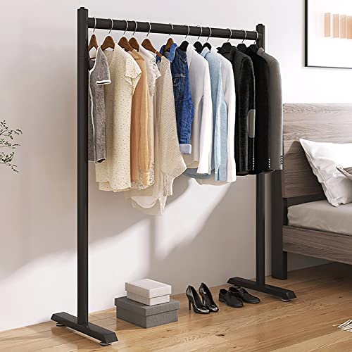 Garment Clothing Rack Standing Coat Rack Closet Rods, Metal Rolling Clothes Organizer Shelves for Hanging Clothes, Laundry Hanger Stand Wardrobe, 100×150cm ( Color : Black , Battery *1 : 100x150cm )