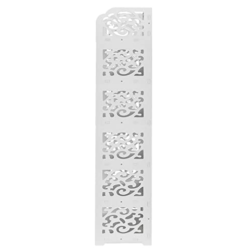 Stylish 6 Tier Wood-Plastic Shoe Rack Organizer with Carved Design - Elegant White Decorative Closet Shoe Storage Rack