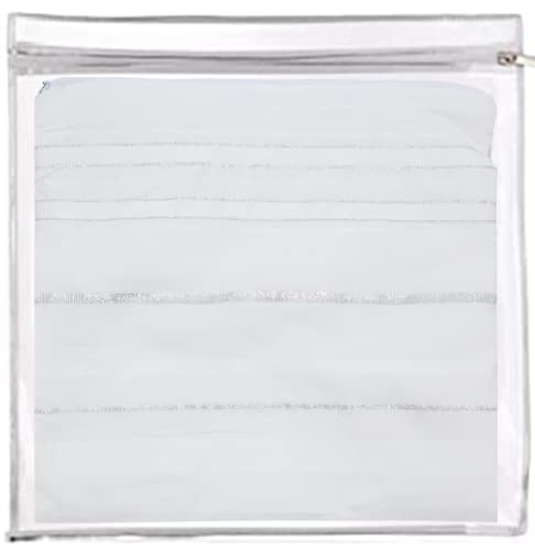 Ateret Judaica Traditional Tallit Prayer Shawl from Israel, supervised kosher, with Bracha on The Neck. with Matching Fabric Cover & Free Clear Plastic Cover