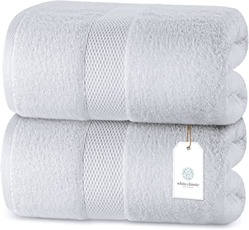 Luxury White Bath Large Towels | Set of 4 and Luxury Bath Sheet Towels Extra Large | 2 Pack Bundle