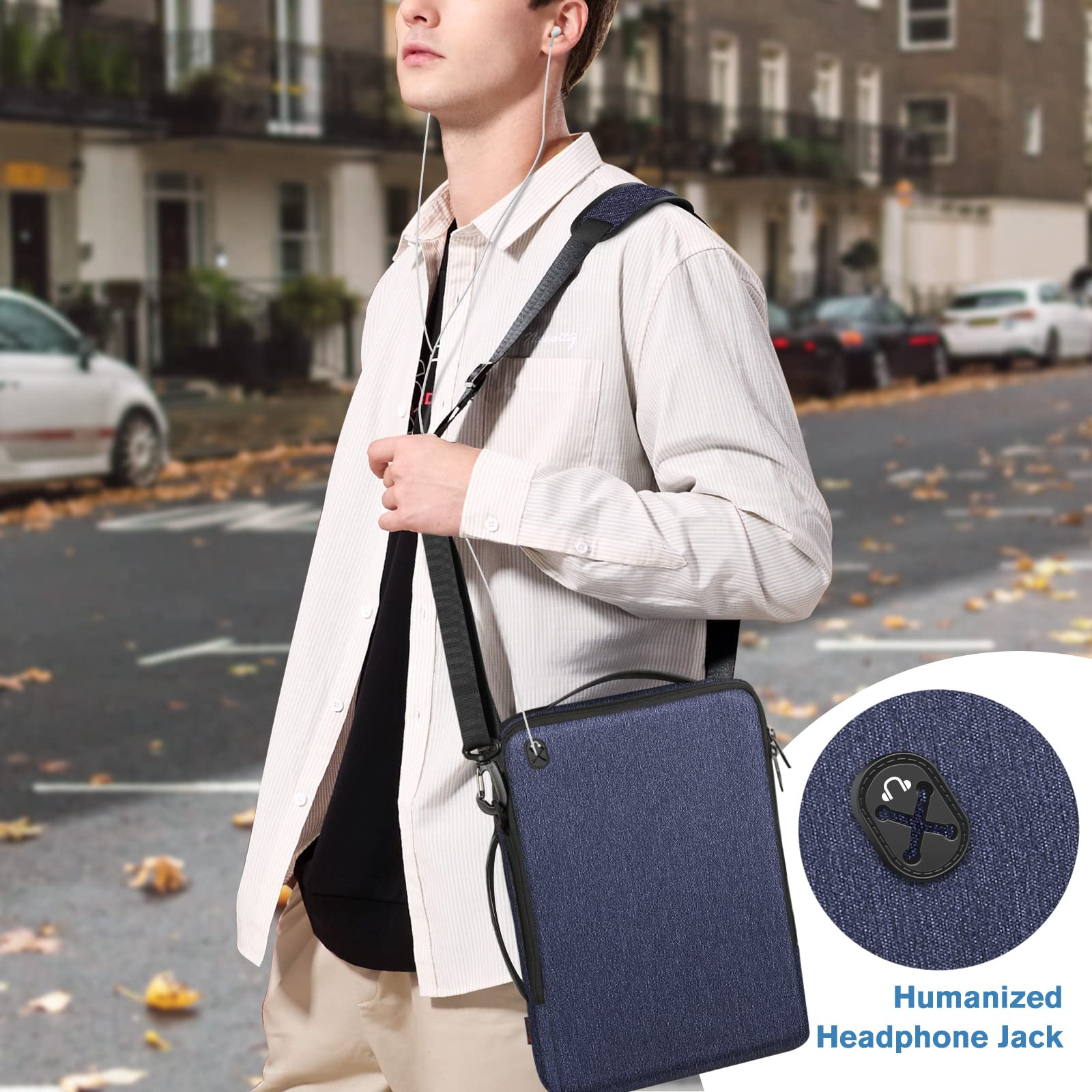 FINPAC Laptop Shoulder Bag for 14-inch MacBook Pro M3/M2/M1 Pro/Max A2779 A2442 2023-2021, 13’’ MacBook Air/Pro, Carrying Case for MacBook Air 15, Surface Laptop, HP, Dell, Acer Chromebook, Navy