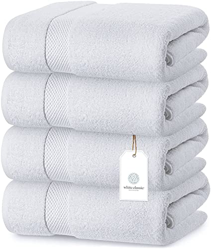 Luxury White Bath Large Towels | Set of 4 and Luxury Bath Sheet Towels Extra Large | 2 Pack Bundle