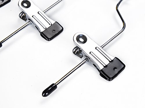 2 Quality Pant Skirt Trouser 4-Tier Pants Metal Hangers Heavy Duty Metal and Clips, Great for Slacks, Trousers, Jeans, Towels (2)