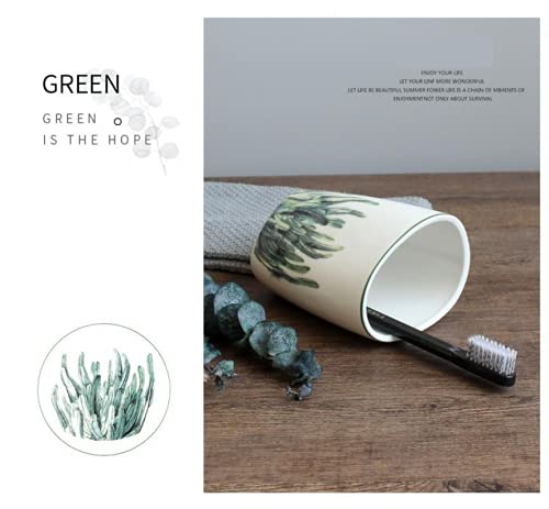 Marble Bathroom Accessories Set - 4 Piece Ceramic Bath Accessory Complete Set Luxury Bath Accessory with Soap Dispenser, Toothbrush Holder, Tumbler, Soap Dish (Green Leaf 2(4Pcs))