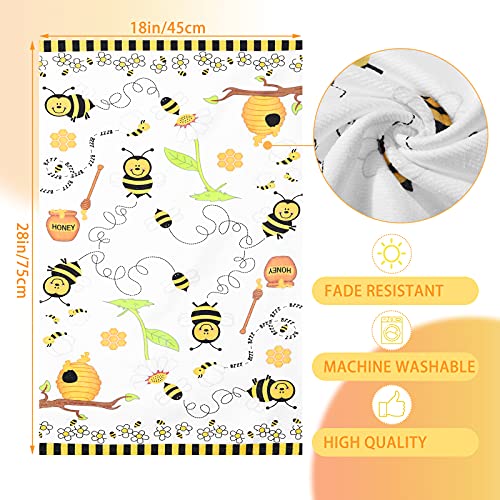 3 Pcs Lemon Bee Kitchen Towels Honey Bee Lemon Dish Towels Bee Lemon Bathroom Hand Towels Farmhouse Spring Gnome Honeycomb Lemon Bee Kitchen Decor Rustic Dish Tea Towels, 18 x 28 Inch (Elegant Style)