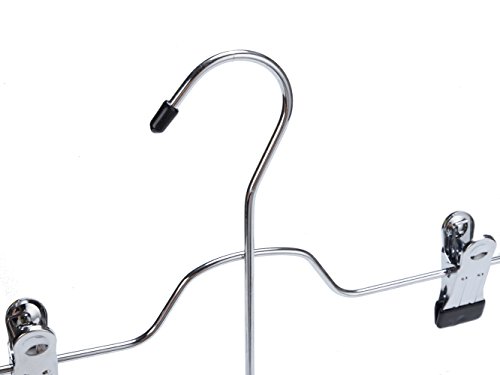 2 Quality Pant Skirt Trouser 4-Tier Pants Metal Hangers Heavy Duty Metal and Clips, Great for Slacks, Trousers, Jeans, Towels (2)