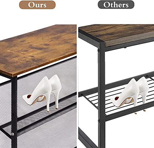 Garden 4 you 2PC 4-Tiers Shoe Storage Freestanding Organizer Modern 25.2 IN Tilting Adjustable Shoe Rack, Stable, Durable For High Heels, Entryways, Hallways, Closets, Dormitory Rooms, Brown