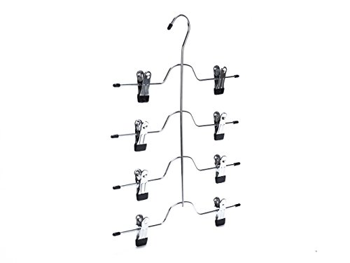 2 Quality Pant Skirt Trouser 4-Tier Pants Metal Hangers Heavy Duty Metal and Clips, Great for Slacks, Trousers, Jeans, Towels (2)