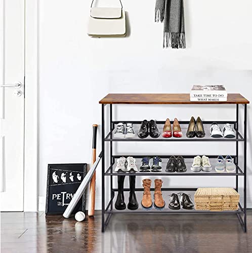 Garden 4 you 2PC 4-Tiers Shoe Storage Freestanding Organizer Modern 25.2 IN Tilting Adjustable Shoe Rack, Stable, Durable For High Heels, Entryways, Hallways, Closets, Dormitory Rooms, Brown