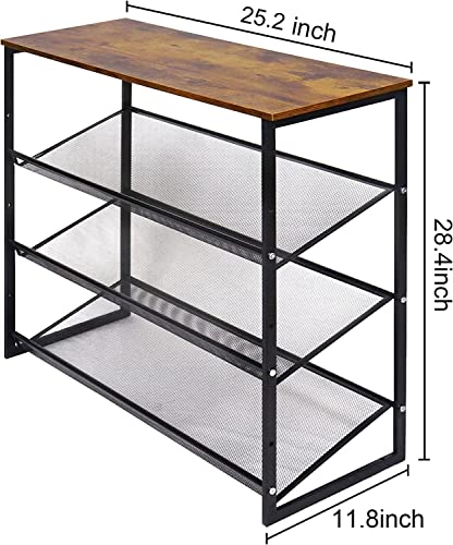 Garden 4 you 2PC 4-Tiers Shoe Storage Freestanding Organizer Modern 25.2 IN Tilting Adjustable Shoe Rack, Stable, Durable For High Heels, Entryways, Hallways, Closets, Dormitory Rooms, Brown