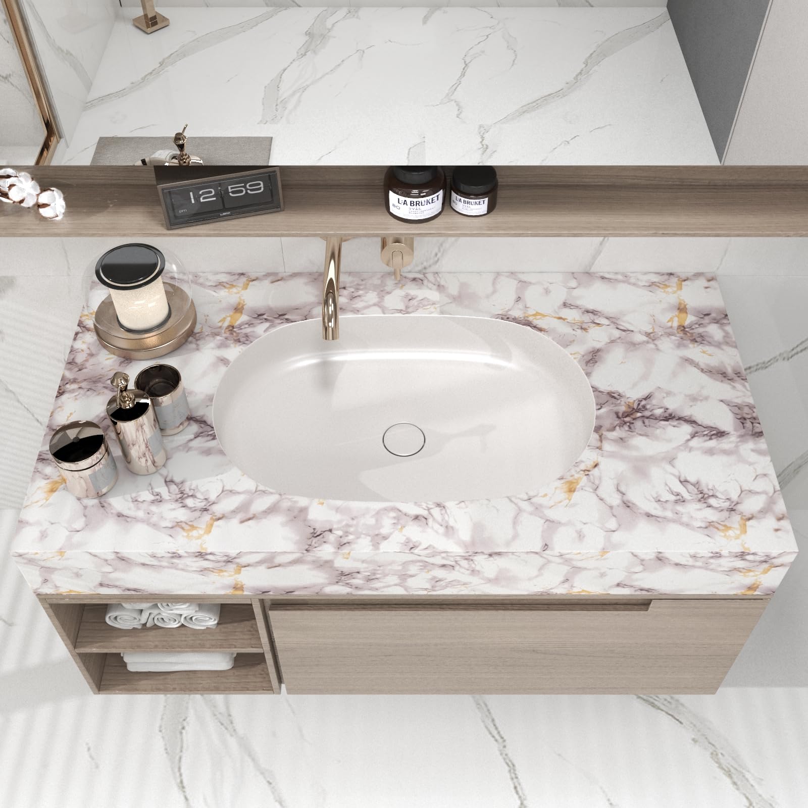 VIOPVERY White Marble Wallpaper Peel and Stick 15.7"x393" White Wall Paper Pull and Stick Contact Paper for Countertops Waterproof Self-Adhesive Marble Contact Paper for Kitchen Desk Cabinet Decor
