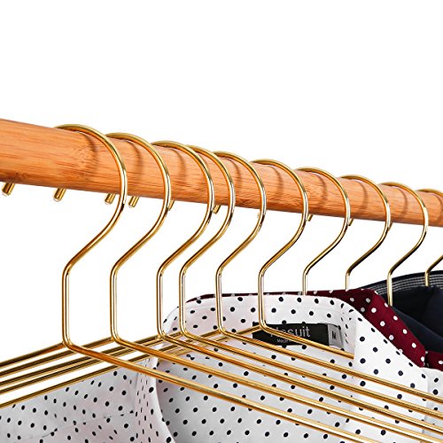 Jetdio 17.7" Strong Metal Wire Hangers Clothes Hangers, Coat Hanger, Standard Suit Hangers, Ideal for Everyday Use, 30 Pack, Gold
