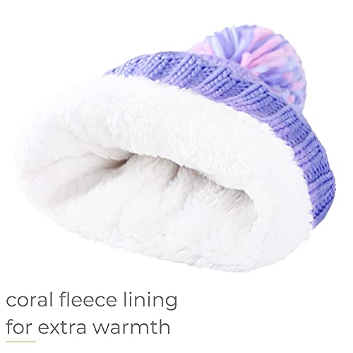 accsa Kids Knit Unicorn Beanie Hat with Gloves Girls Winter Beanie Hat with Pom Pom